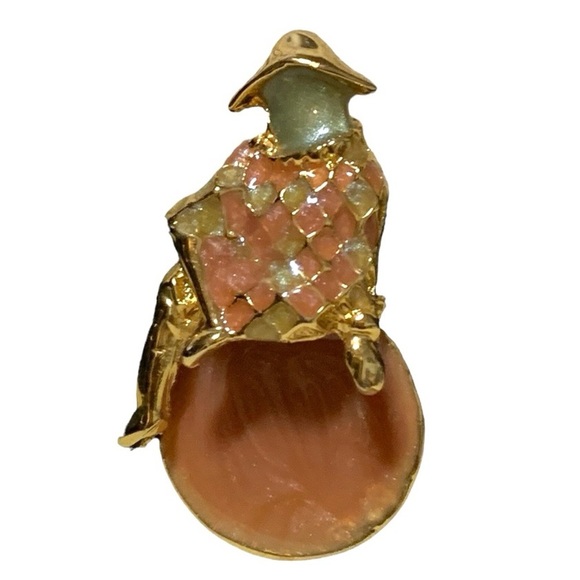 unbranded | Jewelry | Vintage Enamel Asian Siting Man Goldtone Brooch ...